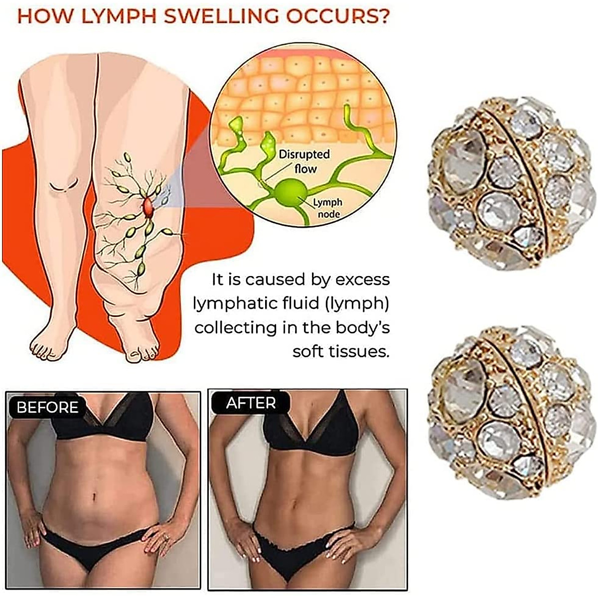 Dorina Earacupressure Magnetherapy Detoxi Earrings - Dorina Earrings, No Pierced Lymphvity Magnetic Therapy Acupressure Earrings for Women (4 pairs)