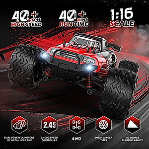 DEERC 9500E 1:16 Scale All Terrain RC Car, 4x4 High Speed Electric Vehicle, 2.4Ghz Off-Road Remote Control Truck with 2 Batteries, 35+ KMH Monster Truck for for Adults Kids