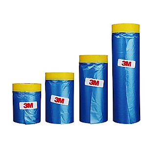 Plastic Sheeting Automotive Masking Tape - Multi Size Pack - No Residue Painters Plastic Drop Cloth for Painting - Plastic Paint Tape and Drape - Pre-Taped Masking Film (65 Feet) (3 of Set (59 in))