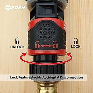 Eden 95210 Premium Garden Hose Fitting Quick Connect with Water Stop & Lock Feature, 5 pc Set