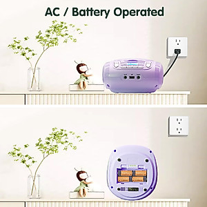 Portable CD Player Boombox with Bluetooth,FM Radio,USB MP3 Playback,AUX-in,Headphone Jack,CD-R/RW and MP3 CDs Compatible,Kids CD Players for Home or Outdoor