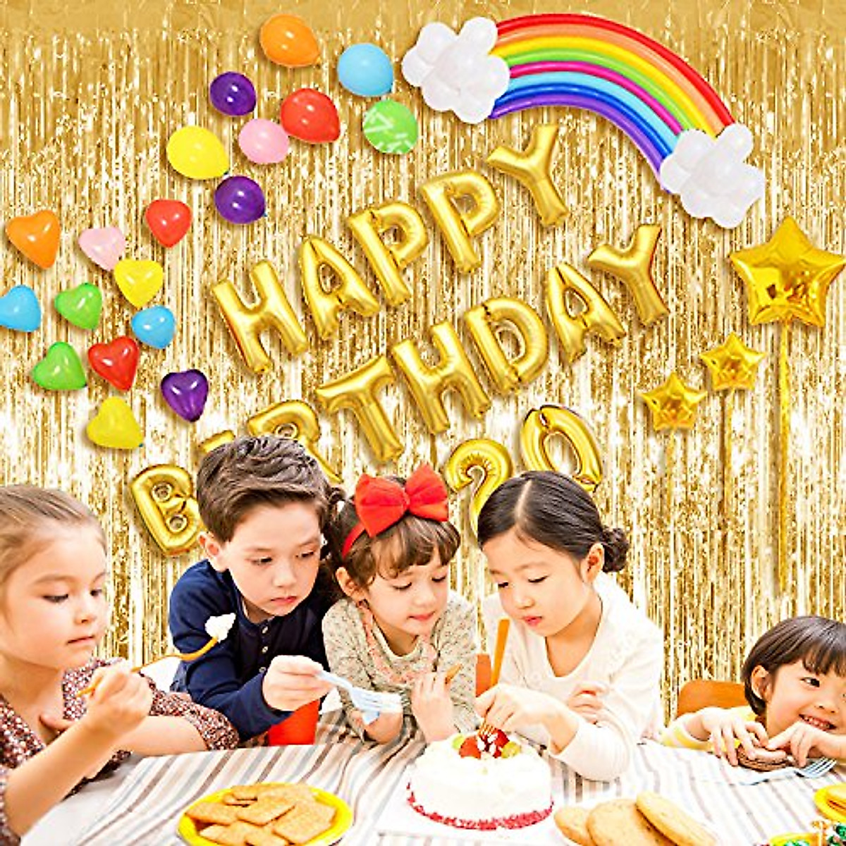 3 Pack Foil Curtains Metallic Foil Fringe Curtain for Birthday Party Photo Backdrop Wedding Event Decor (Gold)