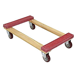 Vestil HDOR-1830-12 Rubber End Hardwood Dolly with Hard Rubber Casters, 1200 lbs Capacity, 30" Length x 18" Width x 7" Height Deck