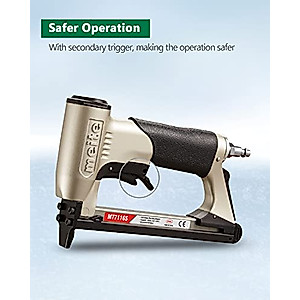 meite MT7116S Pneumatic Upholstery Stapler 22 Gauge 71 Series 3/8" Crown Industrial Fine Wire Stapler with Safety