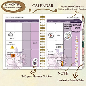 2024 Planner Academic Planner College School Planner 2024-2025 Academic Year, 17-Month Student Planner from AUG. 2023 to DEC. 2024, 8.5" X 6.3" Hardcover, Includes 8 Sheets of Stickers