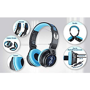 Star Wars Ep 9 Kids Headphones Bluetooth Wireless with Microphone Safe Listening Rechargeable Battery Adjustable Kids Headband for School Packaging