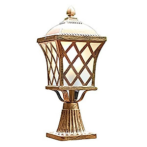 MODEBHD European Victoria Aluminum Tradition Garden Patio Lawn Lamp Column Light E27 Decoration Glass Lantern Outdoor Waterproof Floor Lamp Pillar Street Post Light Column Lamps