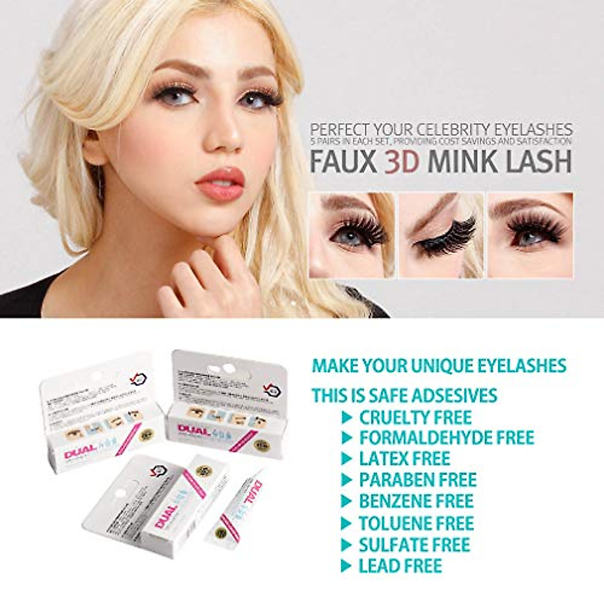 Premium Fast Drying and Strong Adhesives for Strip 3D False Eyelashes 7g / Net 0.25 OZ for Reusable and Dramatic Full Look with Cruelty Free and Latex Free, Formaldehyde Free with ISO (1 Pack)