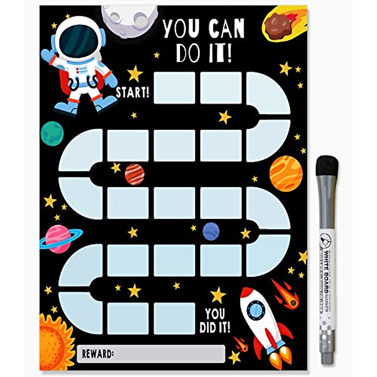 Astronaut Magnetic Dry Erase Chore Chart for Kids, Astronaut Task Reward Chore Behavior Chart -Magnetic Chore Chart for Kids Multiple Kids- Good Behavior Chart for Kids at Home 8 x 10 inch