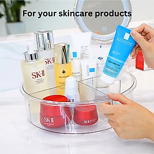 MadeGlad Lazy Susan Rotating Turntable Spice Rack Organizer, Large Round 12” with Removable Dividers, Clear Acrylic Spinning Food Storage Tray for Kitchen, Fridge, Cabinet, Pantry, Countertop