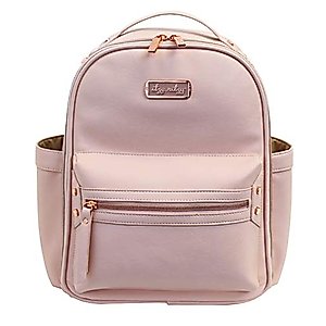 Itzy Ritzy Mini Diaper Bag Backpack – Chic Mini Diaper Bag with Changing Pad, 8 Total Pockets (4 Internal and 4 External), Grab-Top Handle and Rubber Feet (Blush)