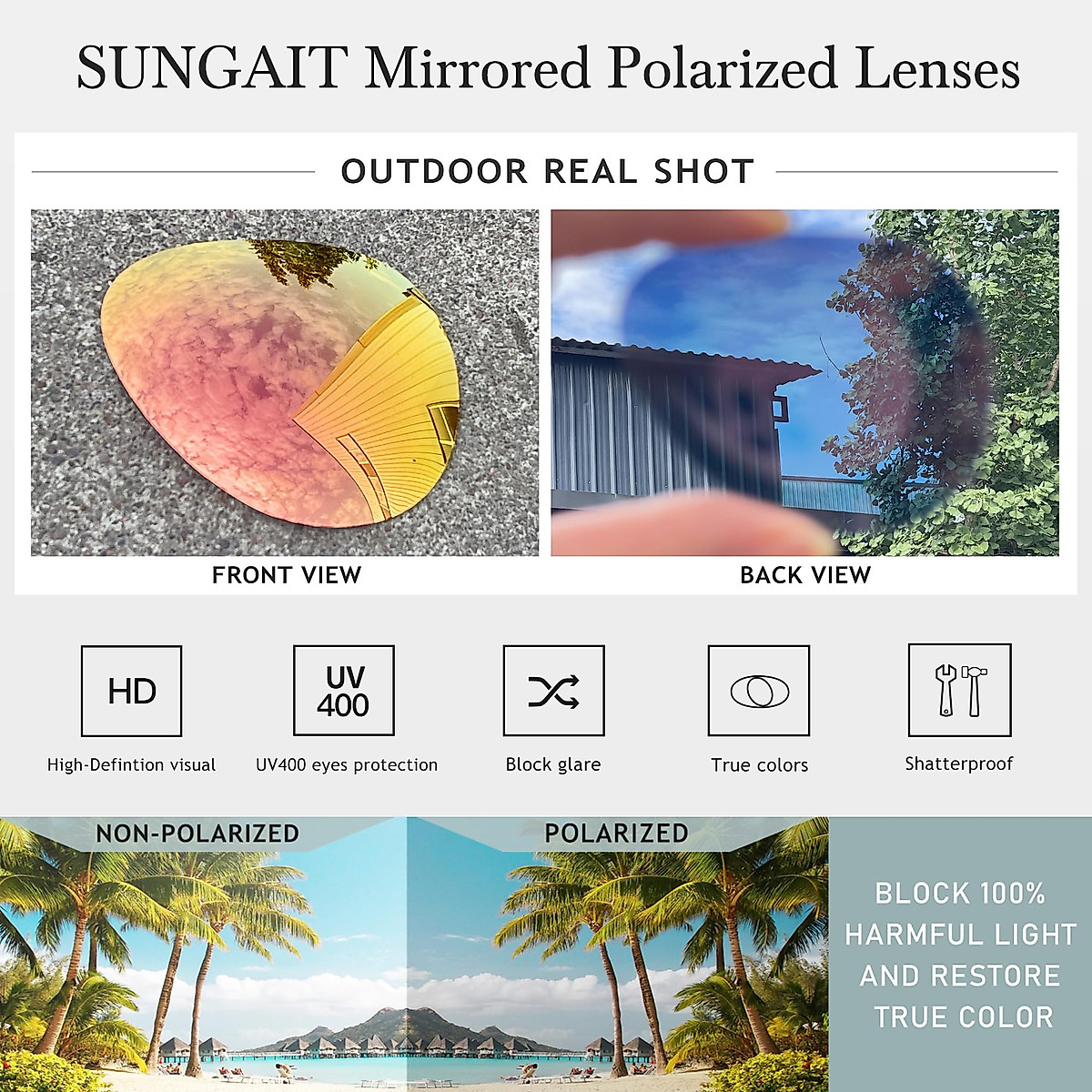 SUNGAIT Women’s Lightweight Oversized Aviator Sunglasses - Mirrored Polarized Lens (2022 Light-Gold Frame/Pink Mirrored Lens, 60) 1603JKF