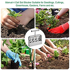 FLOLXNB Soil Blocker, Upgraded 2 inch Soil Block Maker with 12Pcs of Seed Pins, Soil Blocking Tool for Outdoor Garden Send Plants, Silver