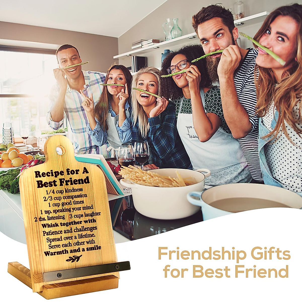 Birthday Friendship Gifts for Women Friends Cookbook Stand Gifts for Friend Inspirational Gifts for Women Friends Bestie BFF Friend Kitchen Gifts Cookbook Stand C-004