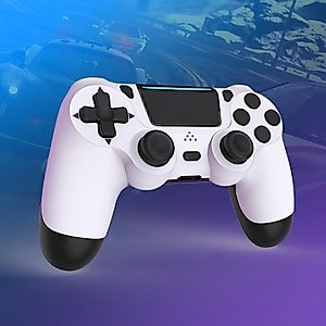MOVONE Wireless Controller Dual Vibration Game Joystick Controller for Ps4 Controller/Slim/Pro,Compatible with PS4 Console（White ）