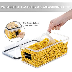 Vtopmart 4PCS 3.2L Airtight Food Storage Containers and 4PCS 2.8L Pasta Containers for Pantry, Spaghetti, Flour, Sugar and Noodles