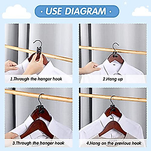 100 Pcs Clothes Hanger Connector Hooks Plastic Mini Cascading Hanger Hooks Space Saving Hanger Extender Hooks Heavy Duty Hanger Extender Clips for Outfit Closet Velvet (Black)