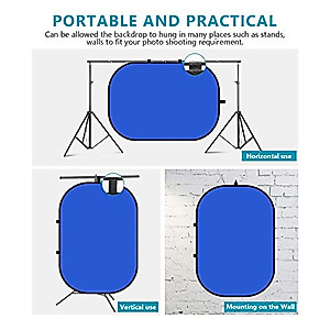 NEEWER 5x7ft/1.5x2m Chromakey Green Screen Blue Green 2 in 1 Double Sided Pop Up Collapsible Backdrop with Support Stand, Foldable Panel for Photo and Video Shooting, Live Streaming, Gaming