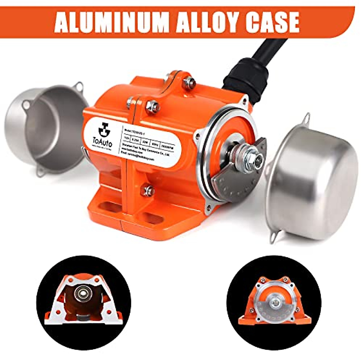 TOAUTO Concrete Vibrator Vibration Motor 30W Single Phase AC 110V 3600rpm Aluminum Alloy Case Vibrating Motor for Shaker Table