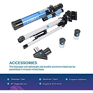 AOMEKIE Telescopes for Kids 40/400 with Tripod 2 Eyepieces Portable Telescopes for Astronomy Beginners with Finderscope and Compass Children's Day Gifts for Kids