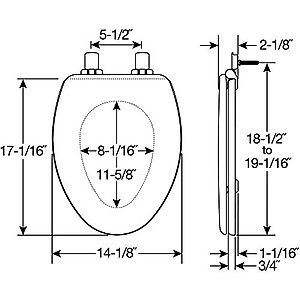 BEMIS 1600E4 000 Ashland Toilet Seat with Slow Close, Never Loosens and Provide the Perfect Fit, ELONGATED, Enameled Wood, White