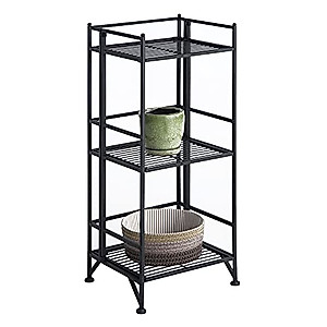 Convenience Concepts Xtra Storage 3 Tier Folding Metal Shelf, Black