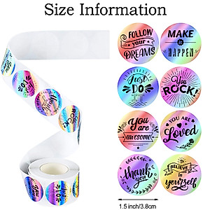 Zonon 500 Pcs Motivational Positive Affirmation Stickers Good Luck Inspirational Quote Stickers Roll Laser Encouraging Inspiring Labels Holographic Decal for Kids Adults Book Envelopes, 1.5 Inch