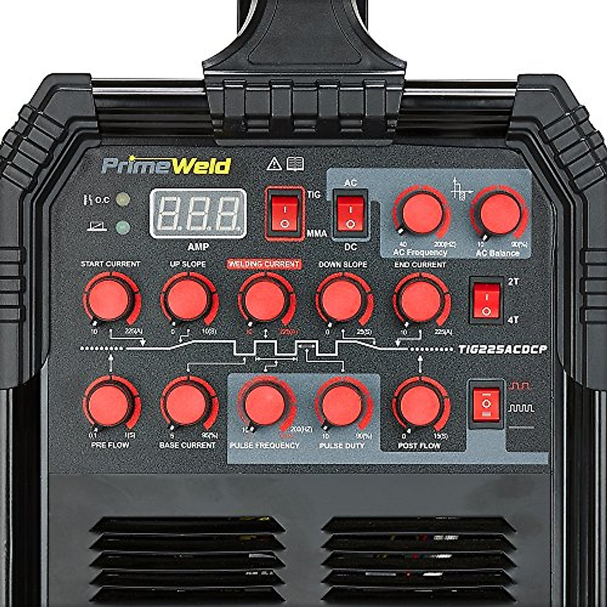 PRIMEWELD TIG225X 225 Amp IGBT AC DC Tig/Stick Welder with Pulse CK17 Flex Torch and Cable 3 Year Warranty