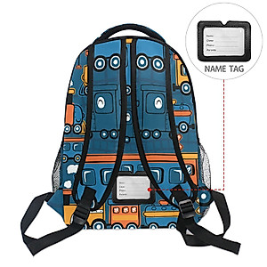 Krafig Colorful Funny Cartoon Steam Train Boys Girls Kids School Backpacks Bookbag, Elementary School Bag Travel Backpack Daypack
