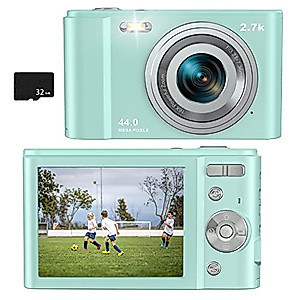 Digital Camera for Kids Boys and Girls - 2.7K 48MP Children's Camera with 32GB SD Card, Rechargeable Electronic Mini Camera for Students, Teens, Kids (Green)