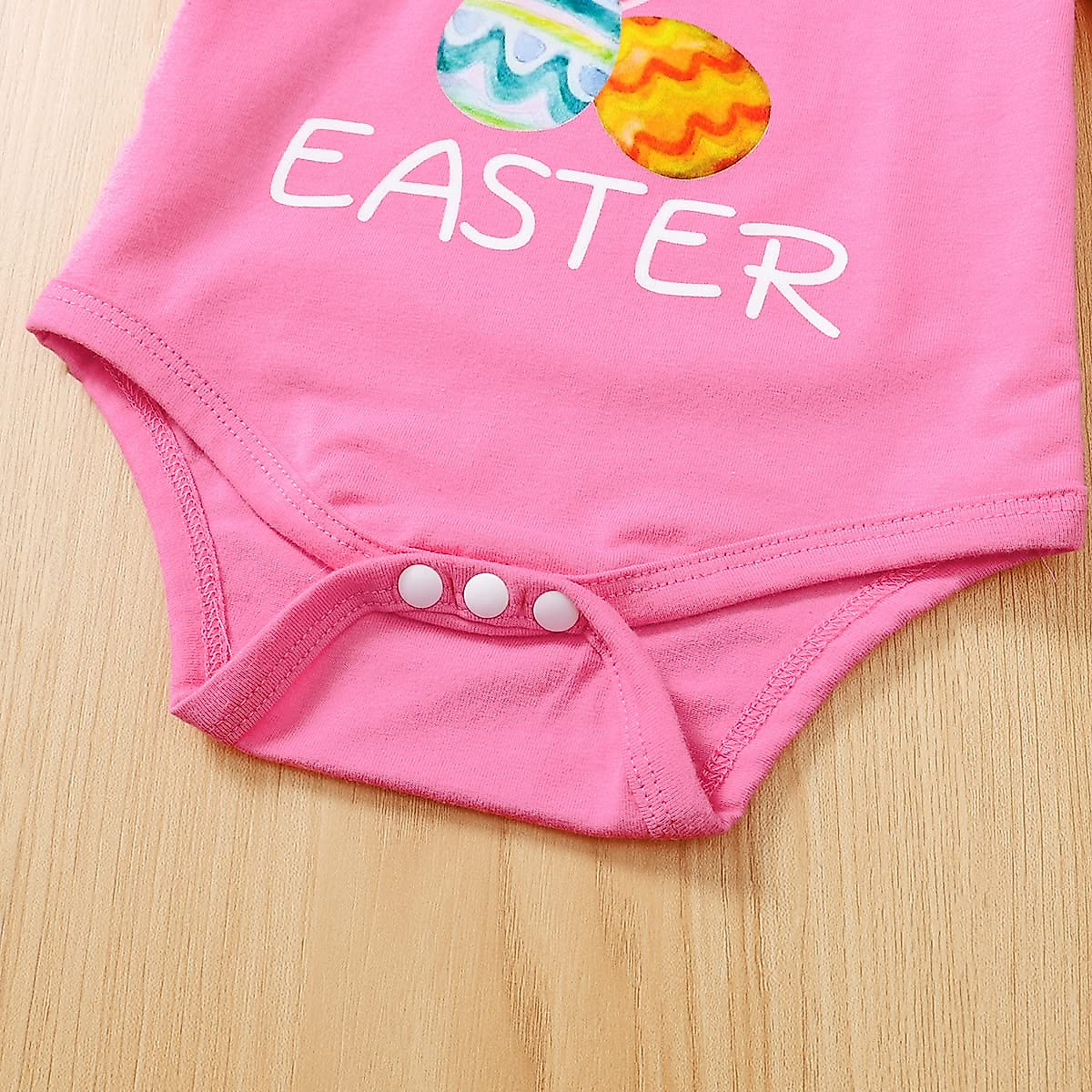 MoryGooder Baby Girl My 1st Easter Outfit Newborn Easter Bell Bottom Outfit (Pink,0-3 Months)