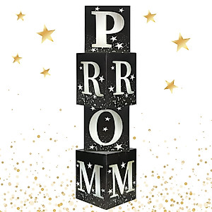 Sotiff 4 Pcs Prom/Grad Column Standup Photo Booth Prom Decorations Prom/Grad Night Party Decor for 2024 Graduation Decorations Supplies (Black Silver)