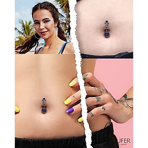 OUFER 316L Surgical Steel Belly Button Rings Clear CZ Navel Rings Belly Rings Belly Piercing