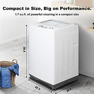 Techomey 1.7 Cu.Ft. Portable Washing Machine, 12Lbs Small Top Load Clothes Washer, Fully Automatic Compact Washer and Spinner Combo, 6 Wash Program, Transparent Lid, White