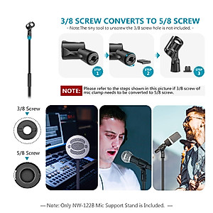Neewer Microphone Stand and Stand with Microphone Door, Adjustable from 100 to 179 cm, Iron Construction with Solid Detachable Round Base for Easy Carrying (Black)