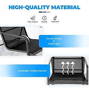 PAIQIAN 4 Pieces Patio Furniture Set Outdoor Patio Conversation Sets Poolside Lawn Chairs with Glass Coffee Table Porch Furniture for Courtyard, Garden and Balcony (Black)