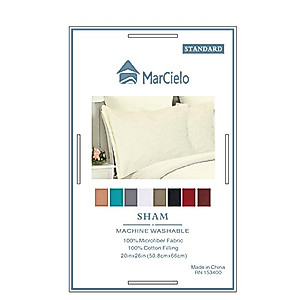 MarCielo 2-Piece Embroidered Pillow Shams, Decorative Microfiber Pillow Shams Set Standard Size Grey