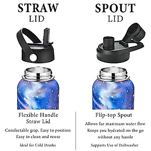 WEREWOLVES Personalized Insulated Water Bottle with Paracord Handle Straw Lid & Spout Lid, Vacuum Stainless Steel Wide Mouth Water Bottle for Adults 24 oz, 32 oz, 40 oz