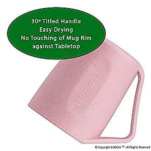 Euodia Wheat Straw Plastic Coffee Cups / Mugs with Handles (Sets for 4) - Dishwasher & Microwave Safe - Unbreakable / Nonbreakable, Lightweight, Eco-Friendly & BPA Free -Kids,Toddlers,Adults & Elderly