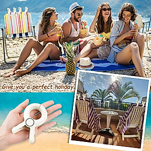 Beach Towel Clips for Beach Chairs, Towel Holder for Beach Chair Pool Chair on Cruise, Jumbo Size Heavy Duty Clothes Pins, Beach Chair Clips to Keep Your Towel from Blowing Away, White, 4 Pcs