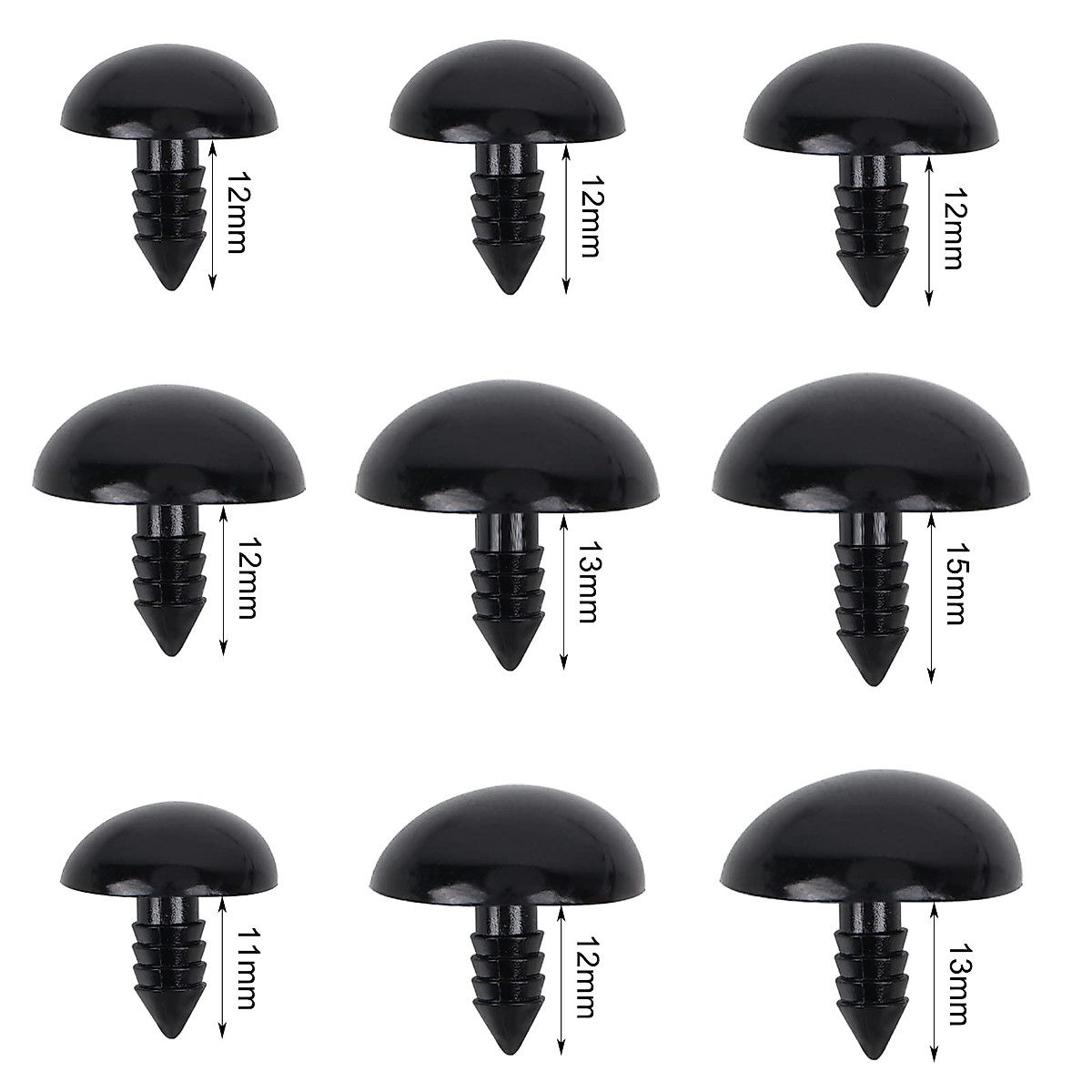 QUEFE 180pcs Large Safety Eyes and Noses for Amigurumi, 16-30mm Plastic Black Eyes with Washers for Crochet Animals, Puppet, Stuffed Animal and Teddy Bear