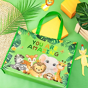 Loveinside Large Recycled Gifts Bags with Handles, Kids Reusable Birthday Party Gift Bag, Shopping Bag - 16" x 6" x 12", 1 Pcs - Animal