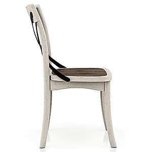 Furniture of America Knix Rustic Wood Dining Chair in Antique White (Set of 2)