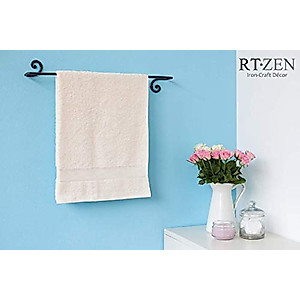 RTZEN Wrought Iron Bathroom Accessories Set, Decorative Bath Towel Bar, Set of 3 Decorative Hooks and Toilet Paper Holder