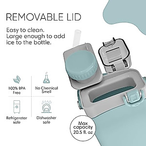 KEHOVI Collapsible Water Bottles, Leakproof Straw Clamping Lid. Reusable Foldable Portable Sports Water Bottle for Gym Camping Hiking Travel Must Have, BPA Free (Teal)