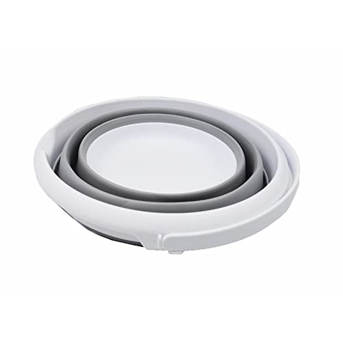 SAMMART 8.5L (2.2 Gallon) Collapsible Plastic Bucket - Foldable Round Tub - Portable Fishing Water Pail - Space Saving Outdoor Waterpot. Size 31cm Dia (White/Grey, 1)