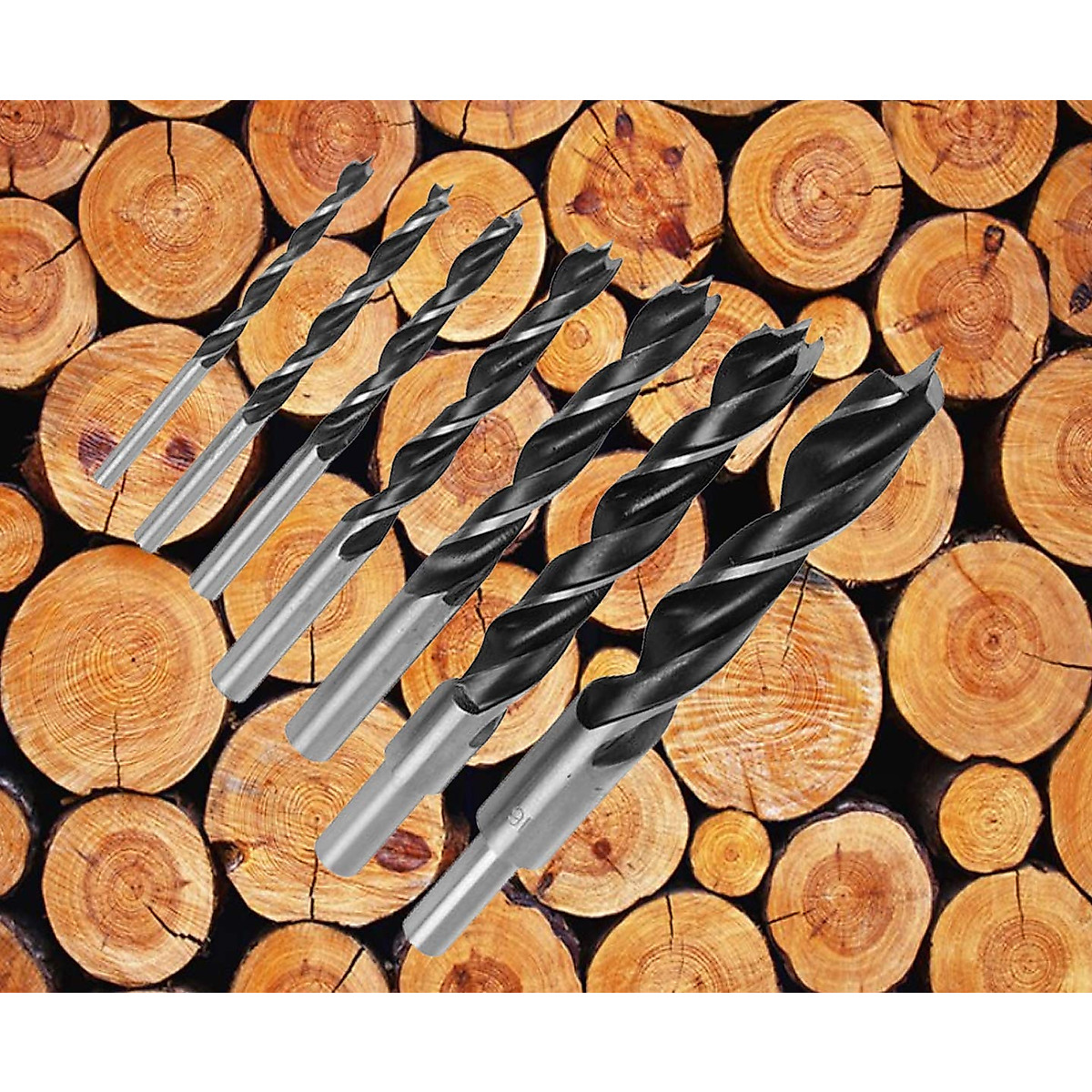 Brad Point Drill Bit Set 7/16 in. 5Pcs Spur Point Stubby Woodworking Drill Bits