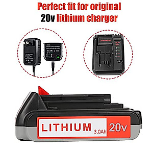 Yookoto Upgraded 2 Pack Replacement Black and Decker 20v Battery3.0Ah Compatible with Battery LBXR20 LB20 LBX20 LB2X4020-OPE LBXR20B-2 Cordless Power Tools