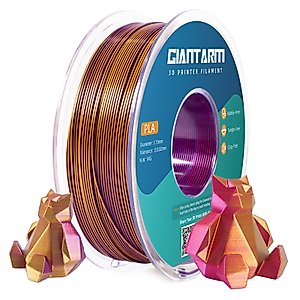 GIANTARM Tri-Colors Silk Pla Filament, 3D Printer Filament 1.75mm +/-0.02mm, 1Kg (2.2lbs) Spool, Vacuum Packaging（Red+Gold+Purple）