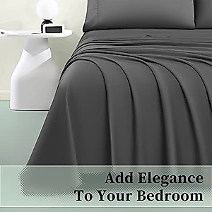 100% Egyptian Cotton King Size Sheets,1000 Thread Count Luxury Heavy Bed Sheets Set,Hotel Quality Sateen Weave,Very Smooth Soft with 18" Deep Pocket Sheets 4 Pc Set (Dark Grey, King)